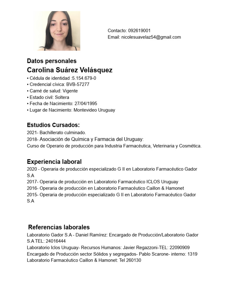 Carolina Suarez CV | PDF | Negocios | Ciencias sociales