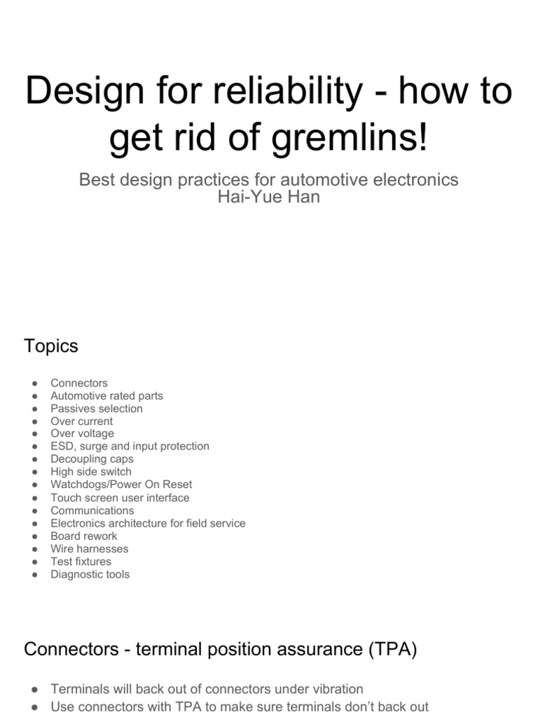 Design For Reliability | PDF