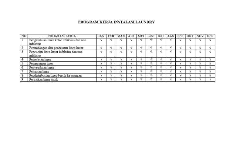 Program Kerja Instalasi Laundry | PDF