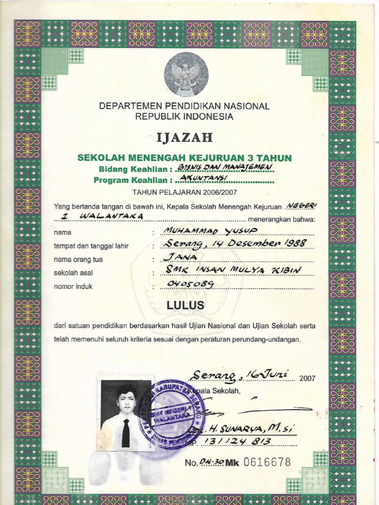 Ijazah SMK | PDF