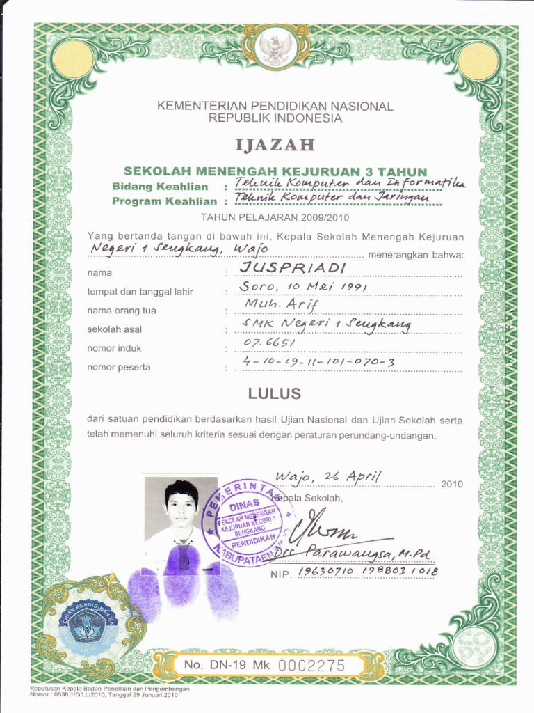 Ijazah SMK | PDF