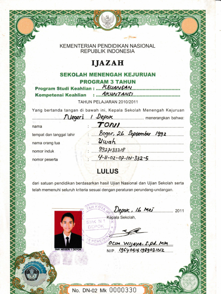 Ijazah SMK | PDF