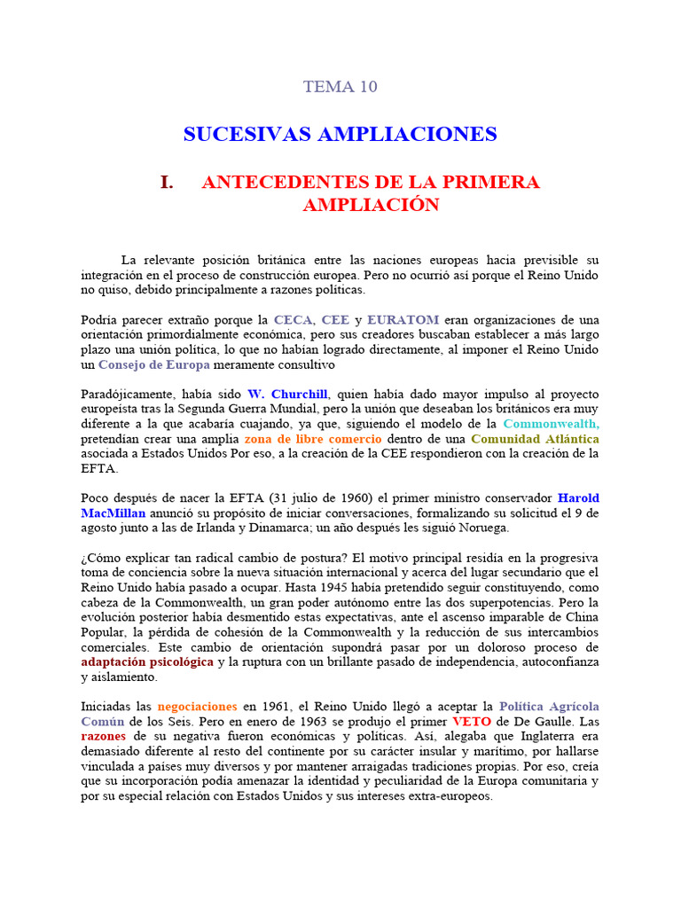 TEMA 10. Sucesivas Ampliaciones | PDF