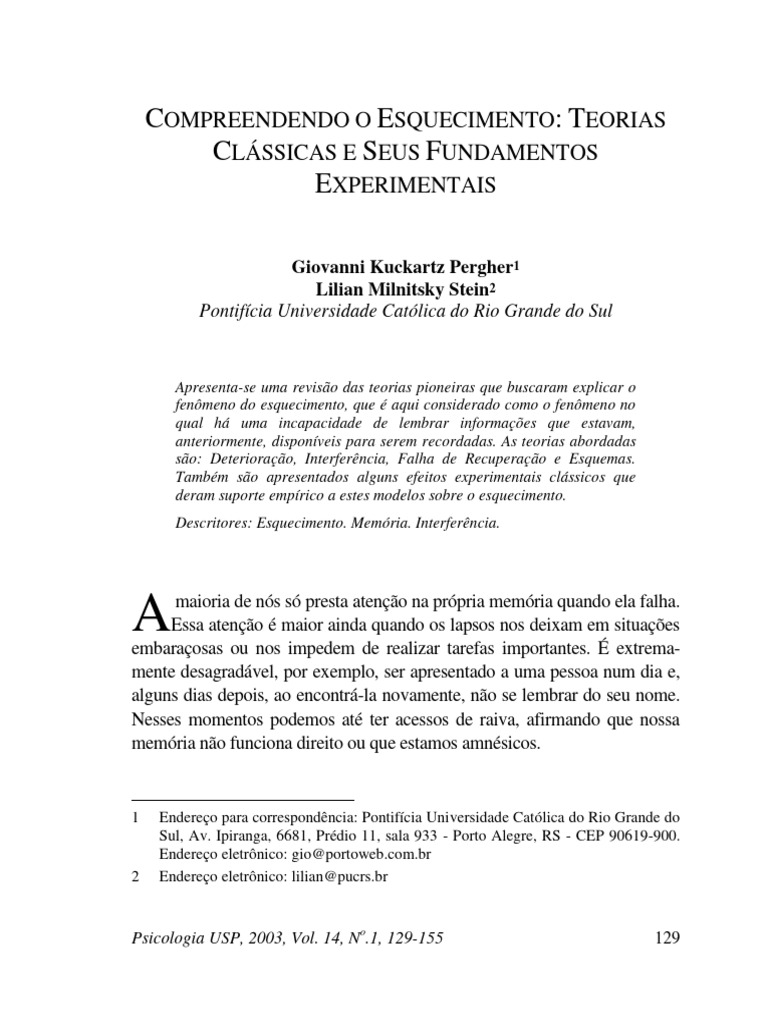 Teoria Do Esquecimento | PDF