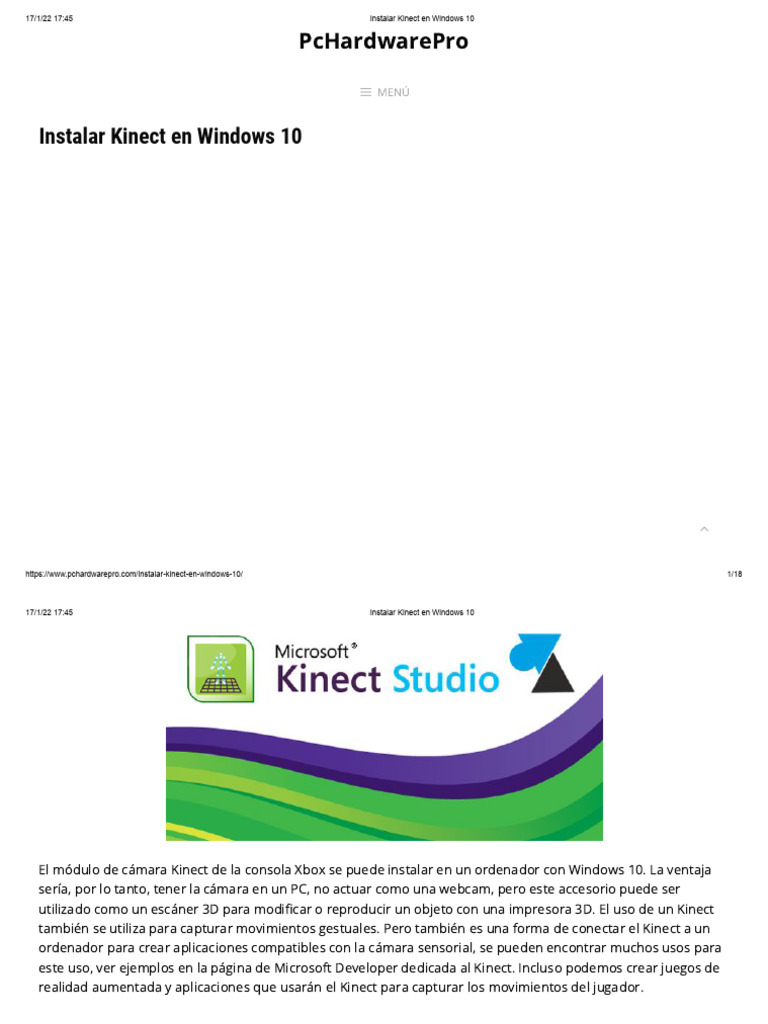 Instalar Kinect en Windows 10 | PDF