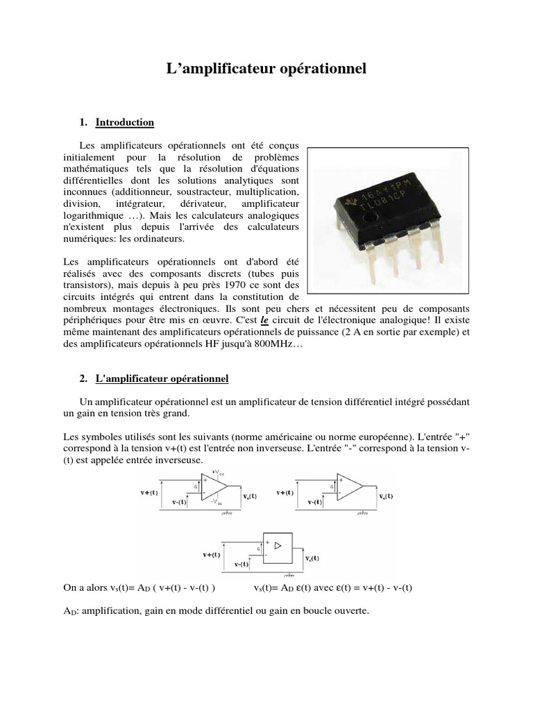 Cours 4 - AMPLIFICATEUR OPERATIONNEL | PDF