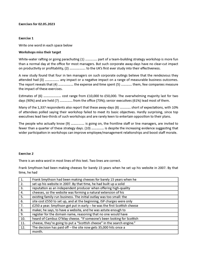C1+ BEC Exercises For Me | PDF