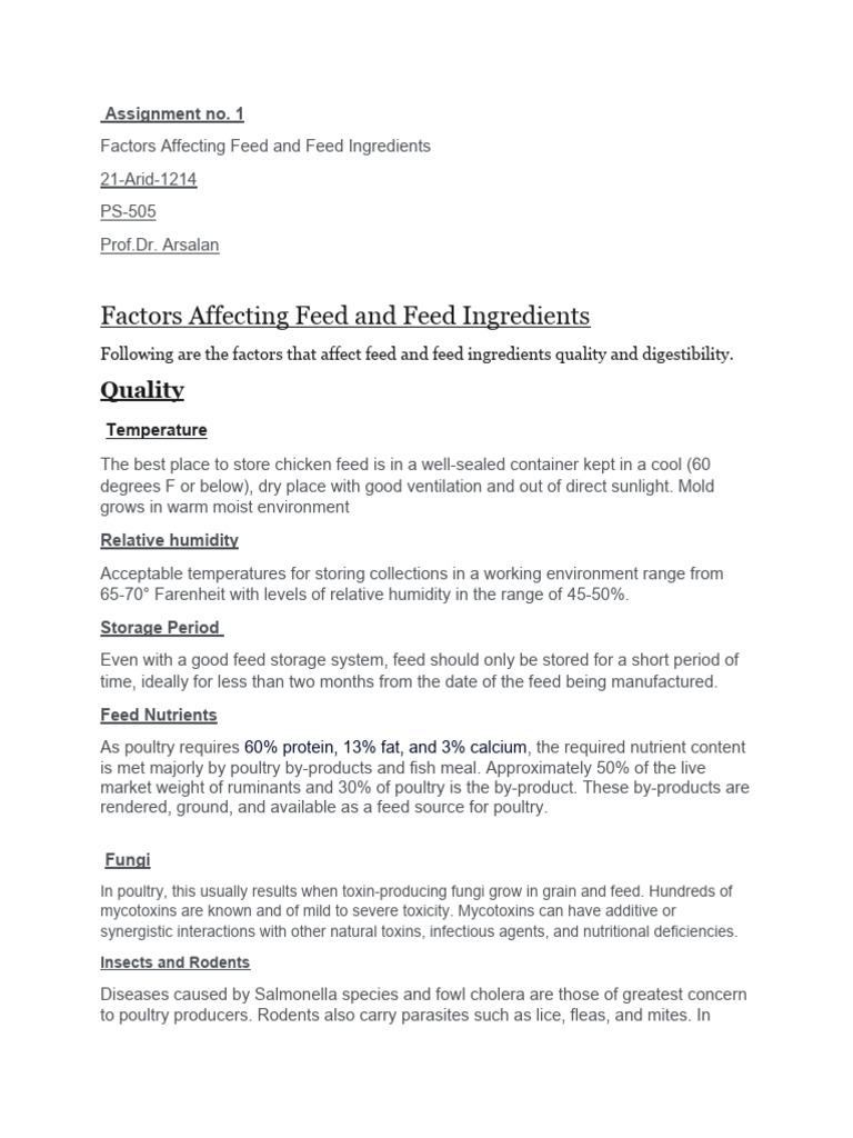 Factors Affecting Feed and Feed Ingredients | PDF | Technology ...