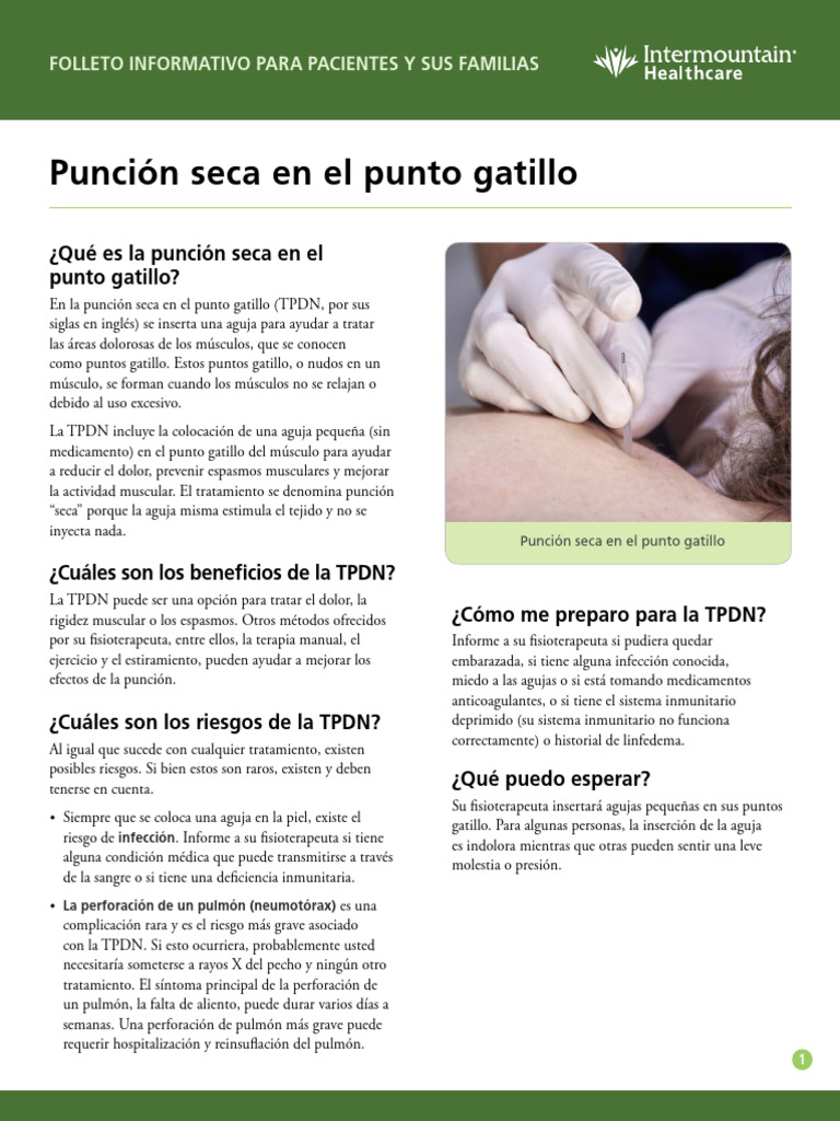 Trigger Point Dry Needling Fact Sheet Spanish | PDF