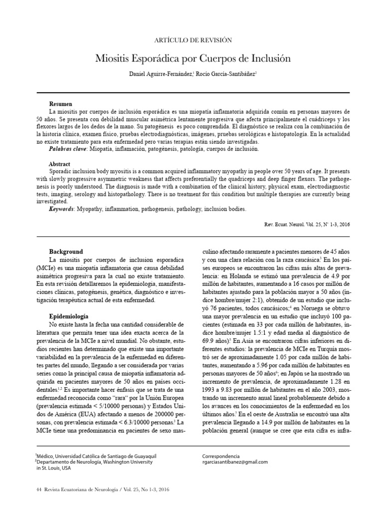Miositis Por Cuerpos de Inclusiòn 2016 | PDF