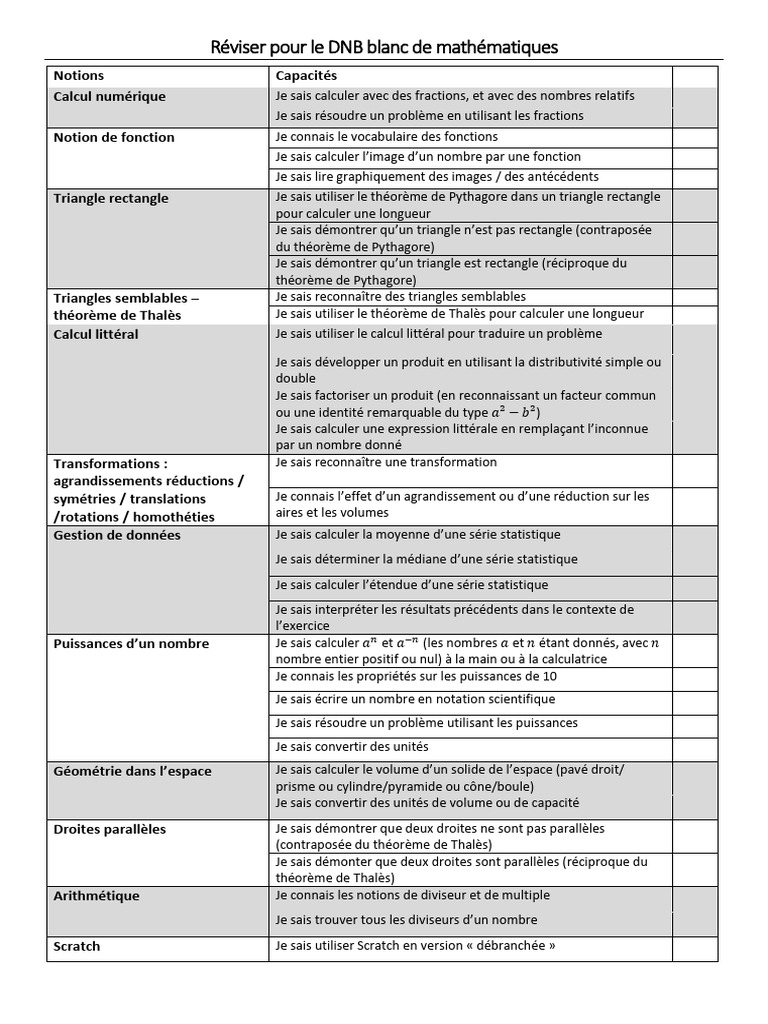 Réviser Pour Le DNB Blanc de Mathématiques | PDF