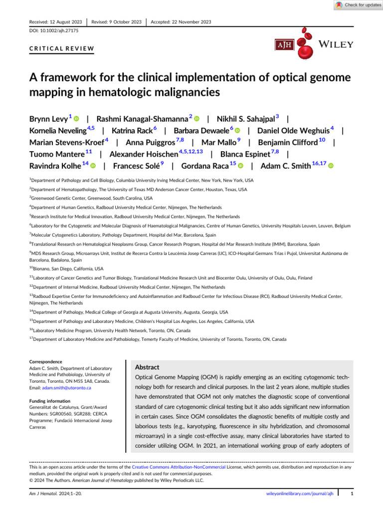 American J Hematol - 2024 - Levy - A Framework For The Clinical ...