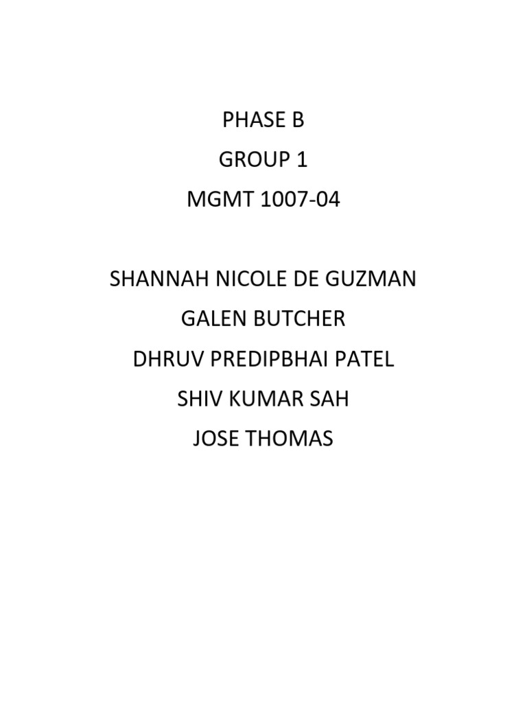 PHASE B GROUP 1 FINAL | PDF