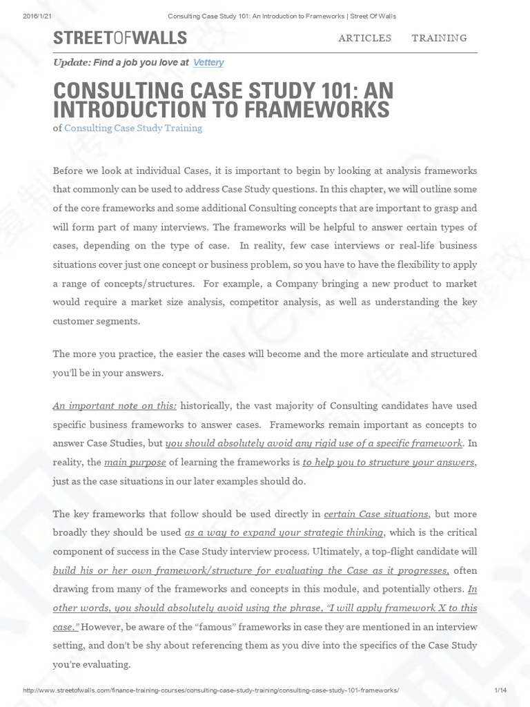 Consulting Case Study 101_ An Introduction to Frameworks _ Street Of ...