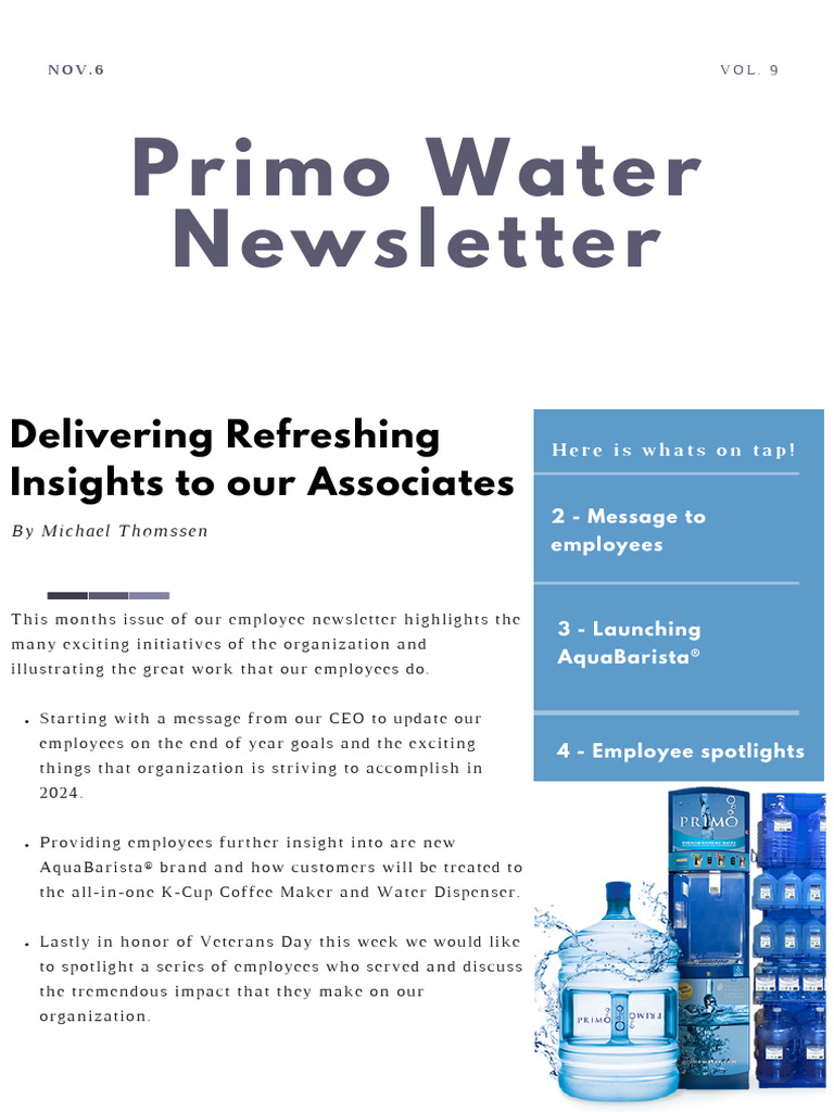 Primo Water Employee Newsletter | PDF