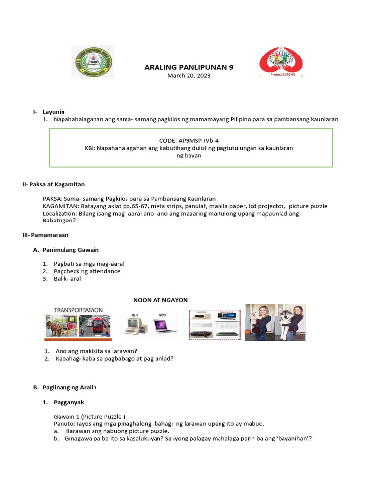 Araling Panlipunan 9 For Cot2 LP | PDF