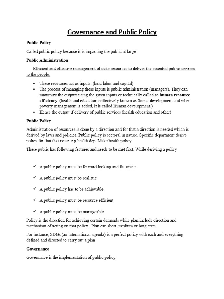 Governance and Public Policy | PDF