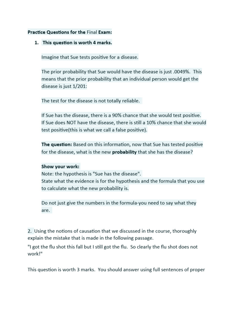 110, Practice Final | PDF