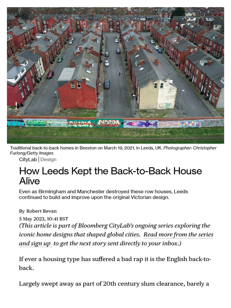 Bloomberg - How Leeds Kept The Back-to-Back House Alive by Robert Bevan ...