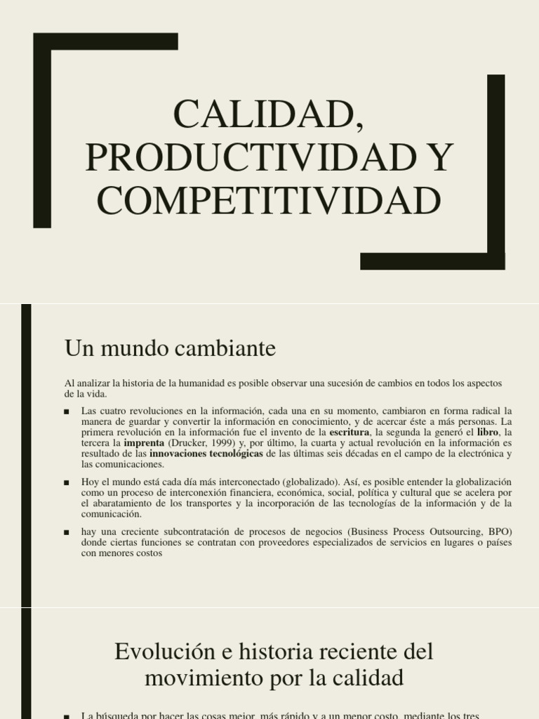Sesión #1 Calidad J Productividad y Competitividad | PDF | Calidad ...