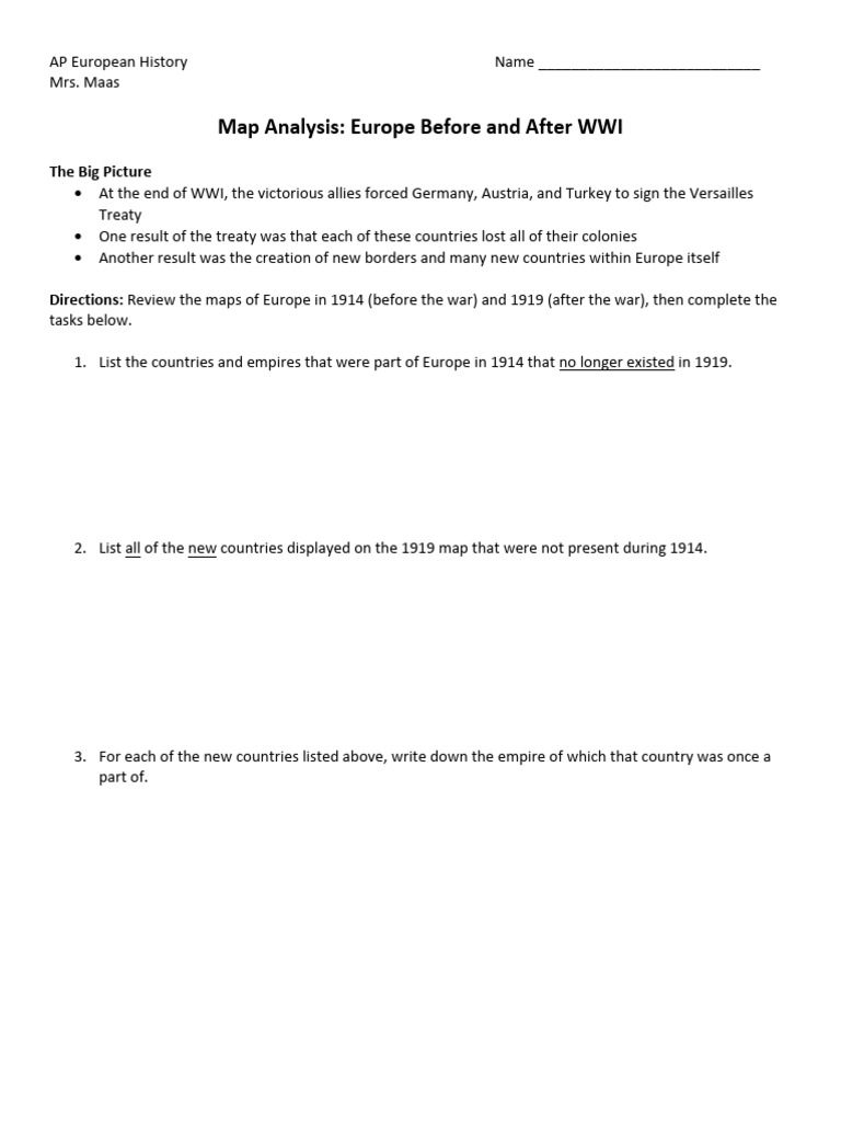 Map Analysis Before After WWI | PDF | Travel