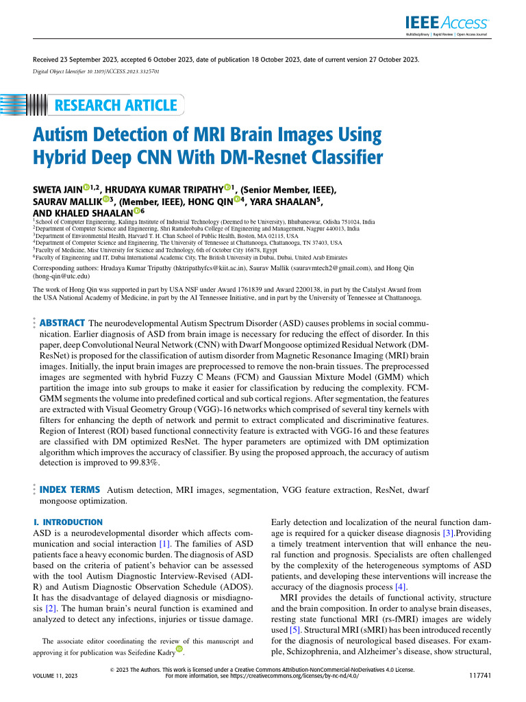Autism Detection of MRI Brain Images Using Hybrid Deep CNN With DM ...