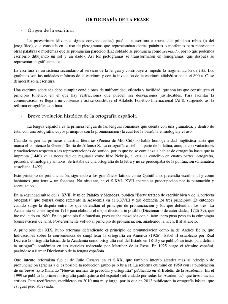 Ortografía Frase Resumen | PDF