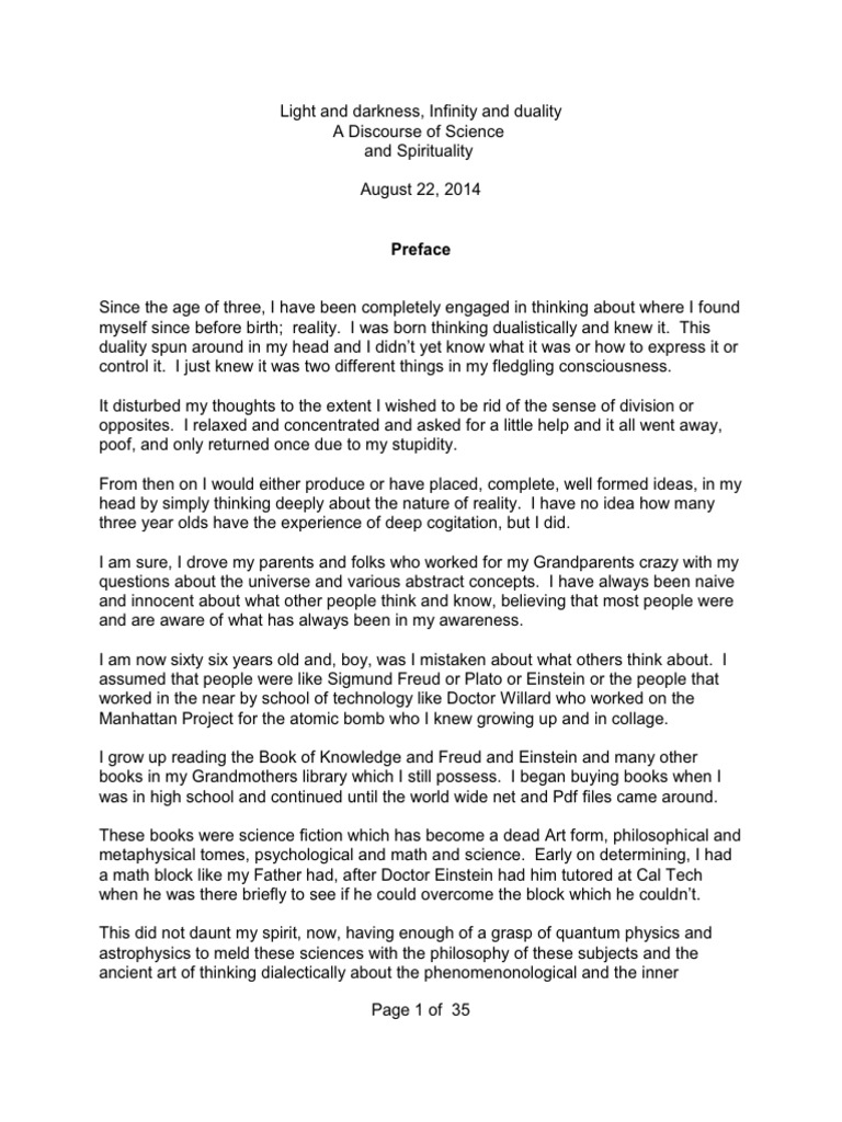 Light and Darkness Infinity and Duality | PDF | Matter | Universe