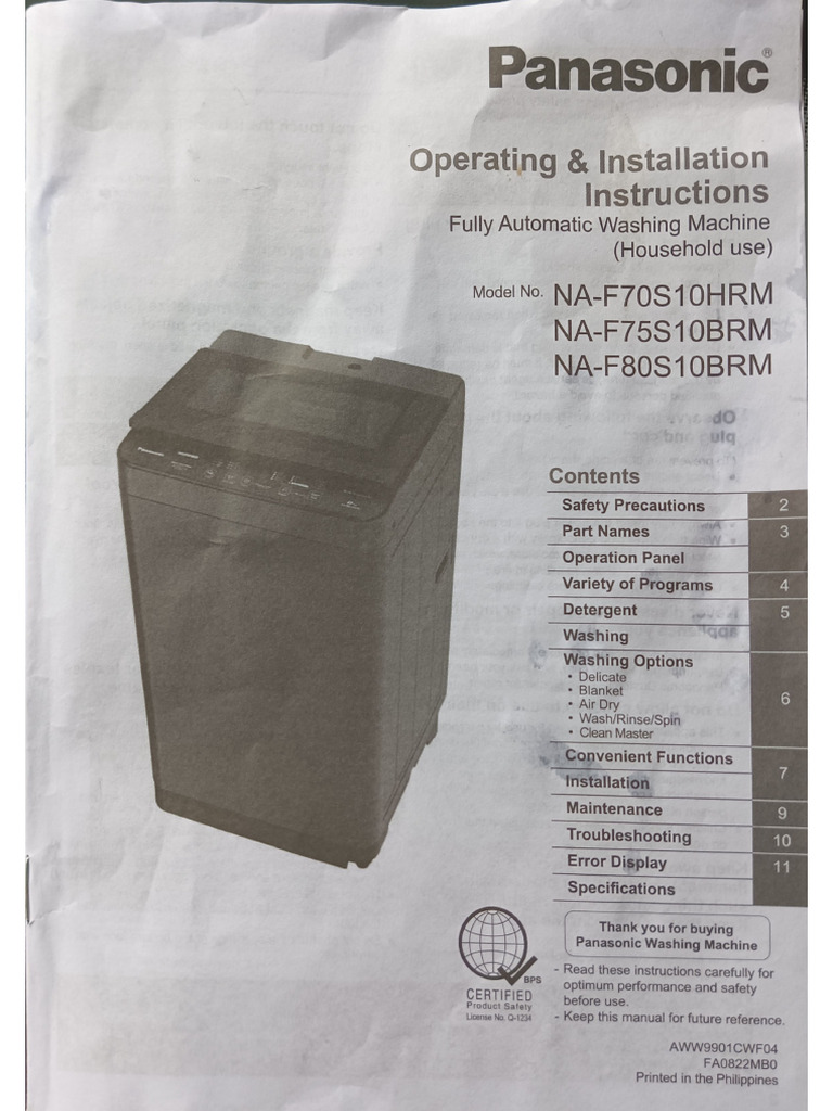 Washing Machine Manual | PDF