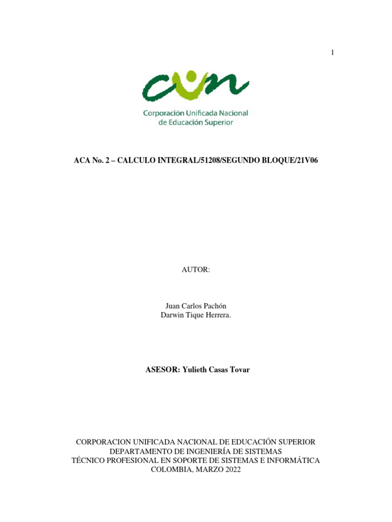ACA No. 2 Calculo Integral | PDF