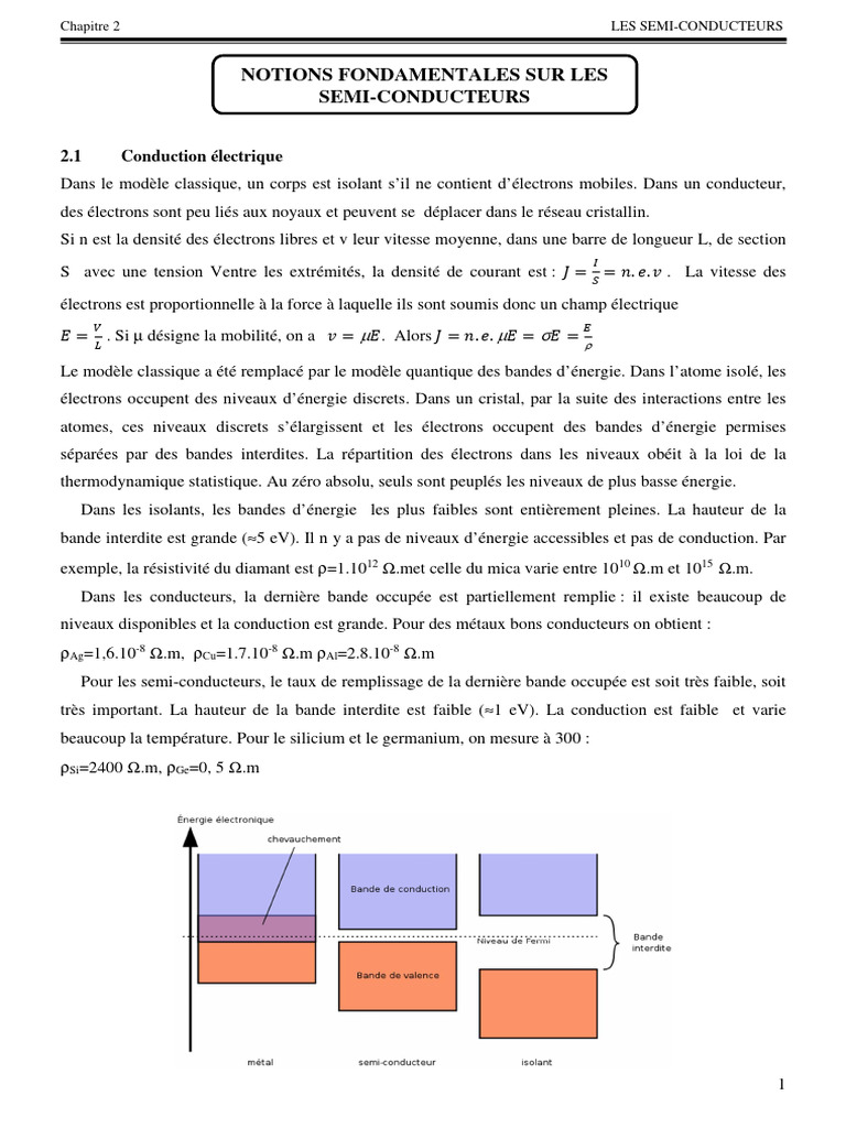 Chapitre 2 LES SEMI CONDUCTEURS | PDF