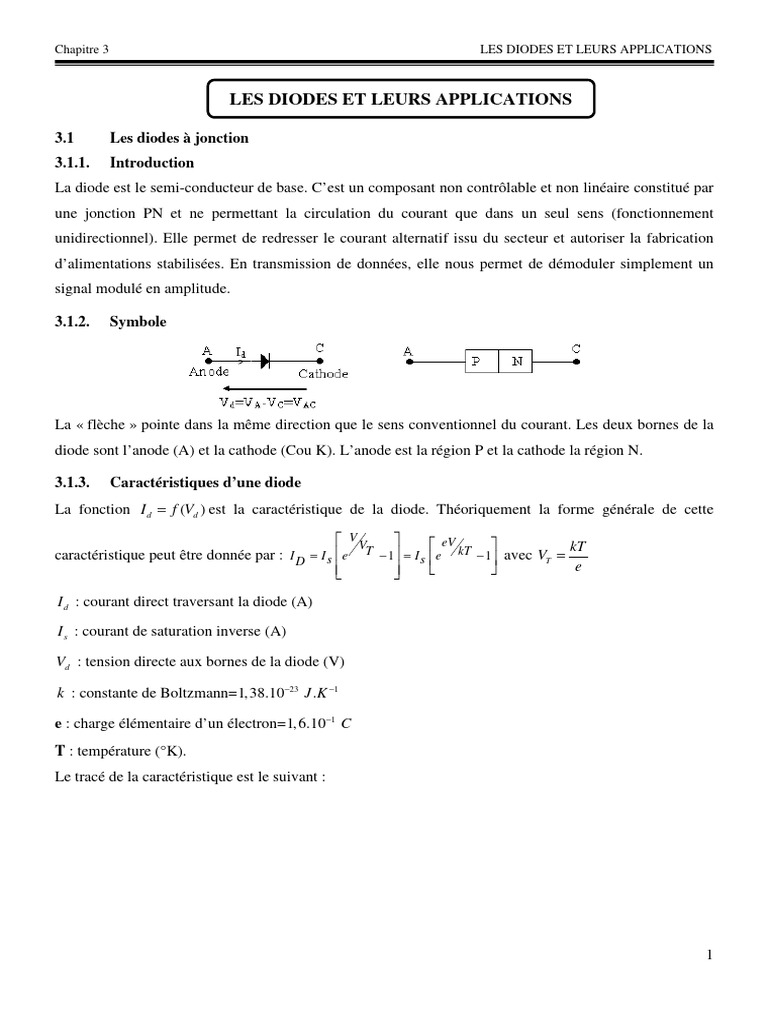 Chapitre 3 Diodes | PDF