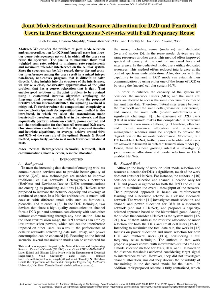 Joint Mode Selection and Resource Allocation For D2D and Femtocell Users in Dense Heterogeneous ...