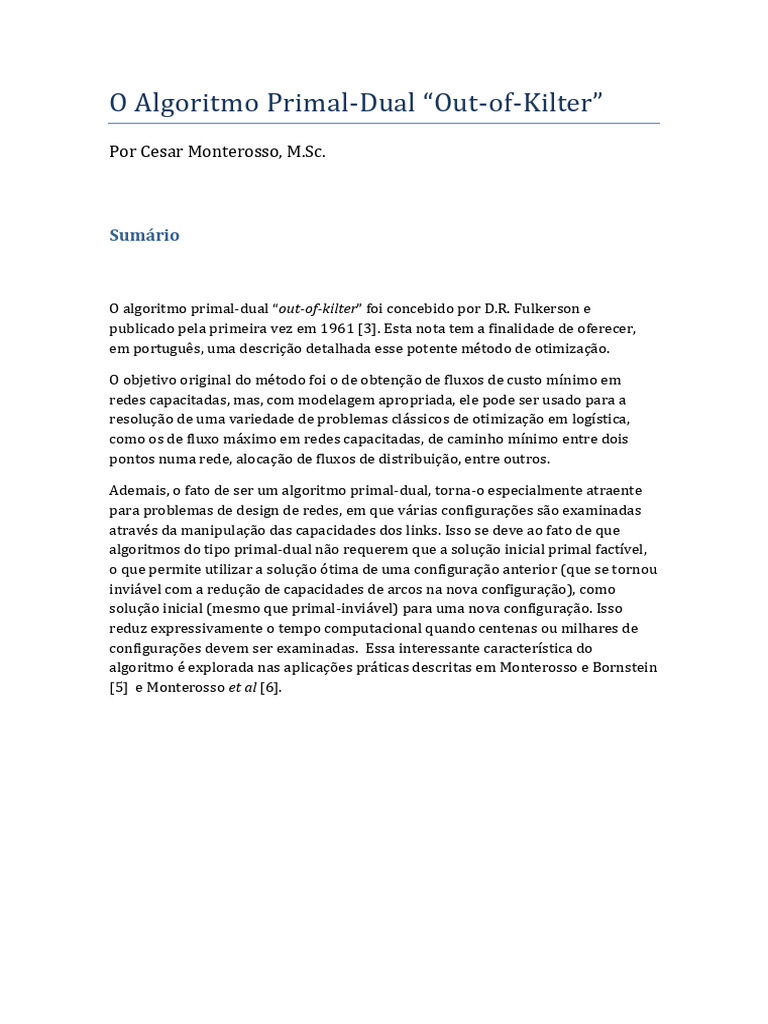 O Algoritmo Primal-Dual Out-Of-Kilter | PDF O Algoritmo Primal-Dual Out-Of-Kilter | PDF