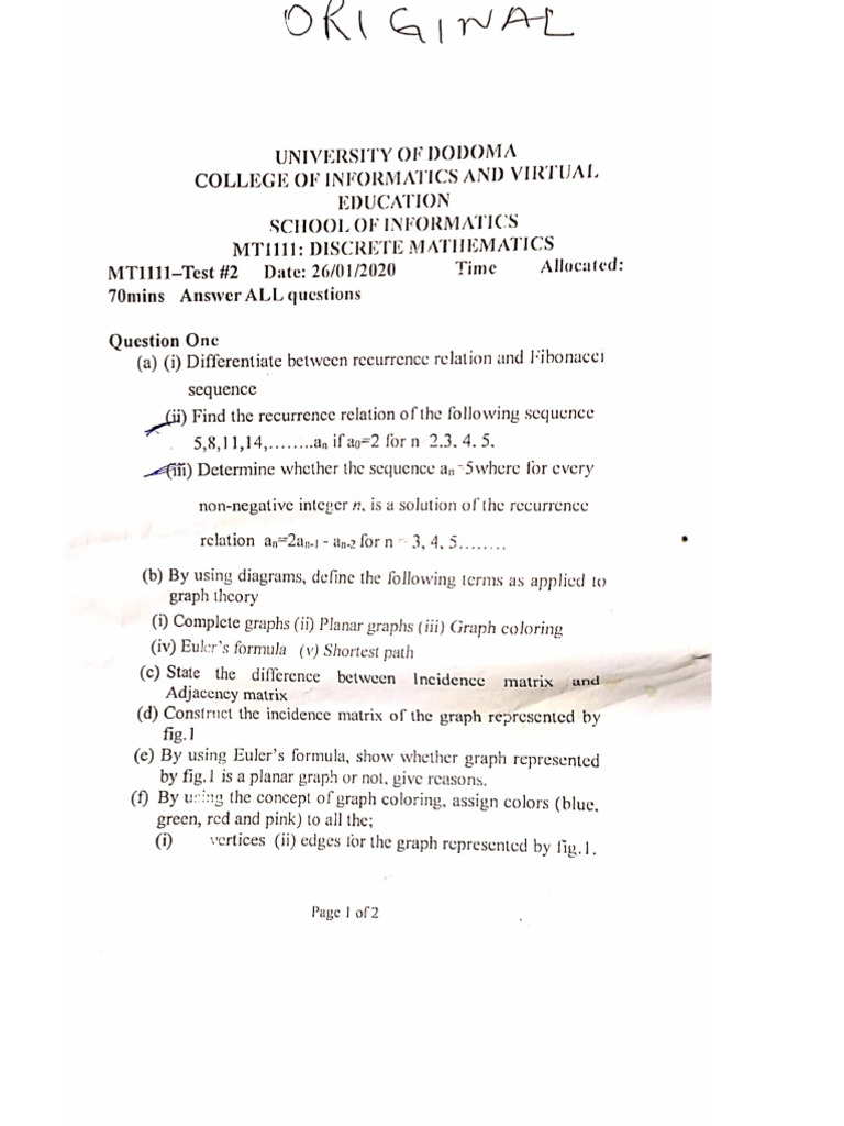 MT 111 Test | PDF