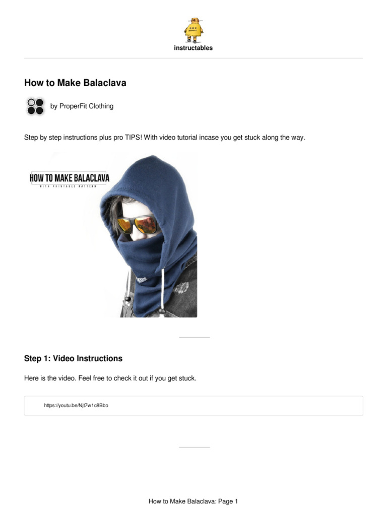 DIY Balaclava Sewing Guide | PDF
