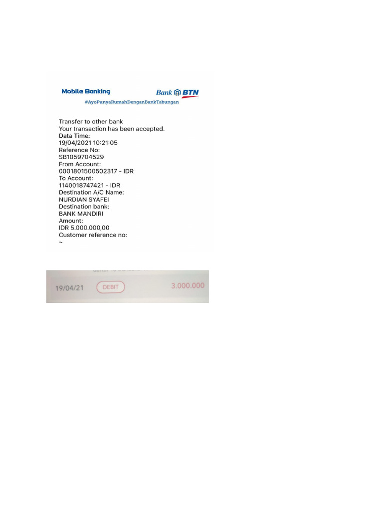 bukti transfer fee komisi blok c21 dan e2 | PDF