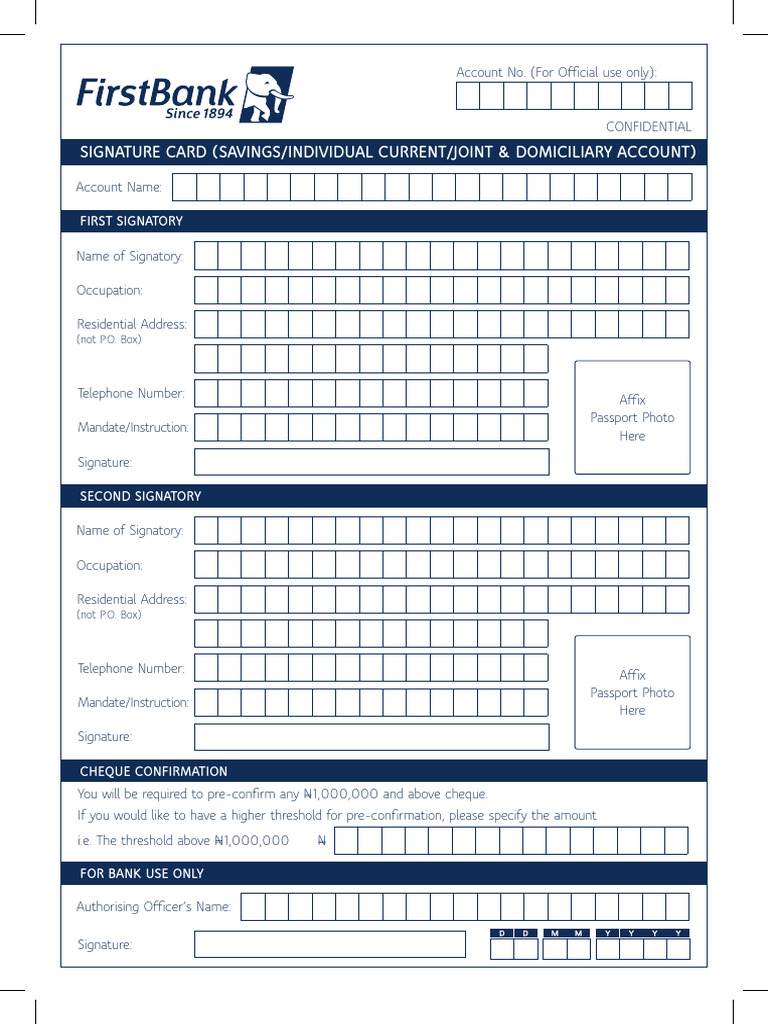 Mandate Card FirstDiaspora Individual Form Signature Card | PDF