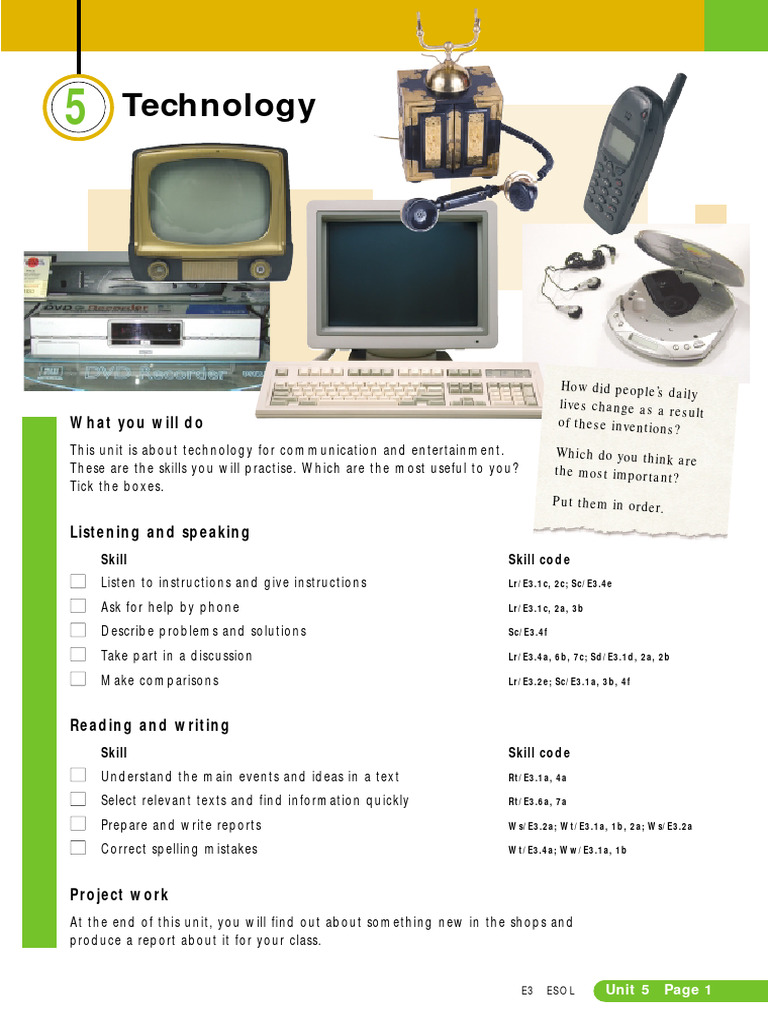 Esol E3 Unit 5 | PDF