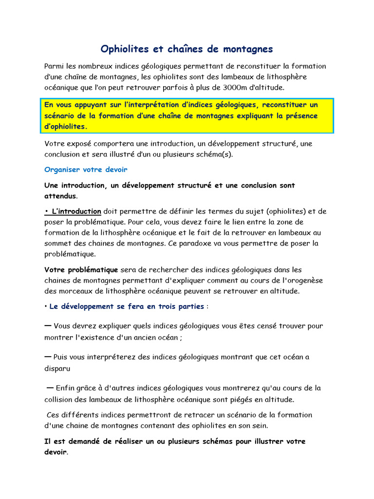 Ophiolites et formation des montagnes | PDF | Tectonique des plaques ...