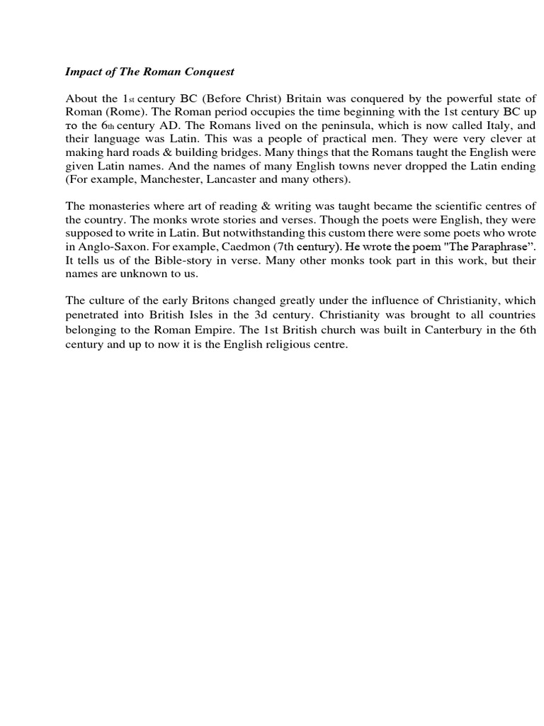 Impact of The Roman Conquest | PDF