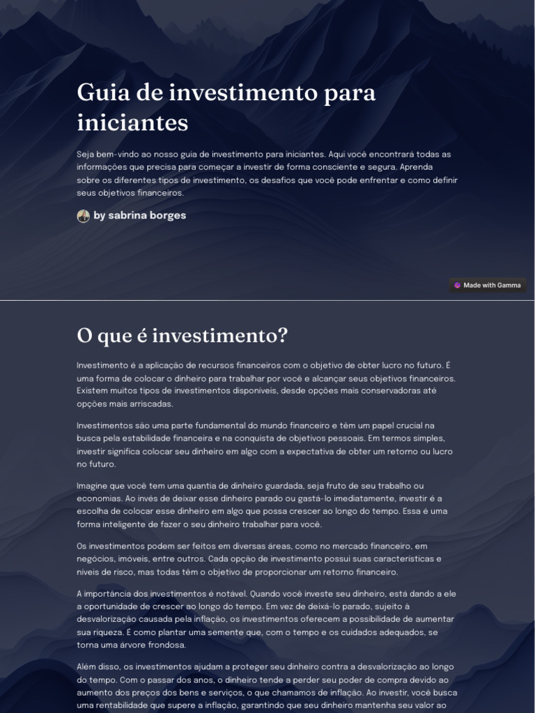 Guia De Investimento Para Iniciantes Pdf