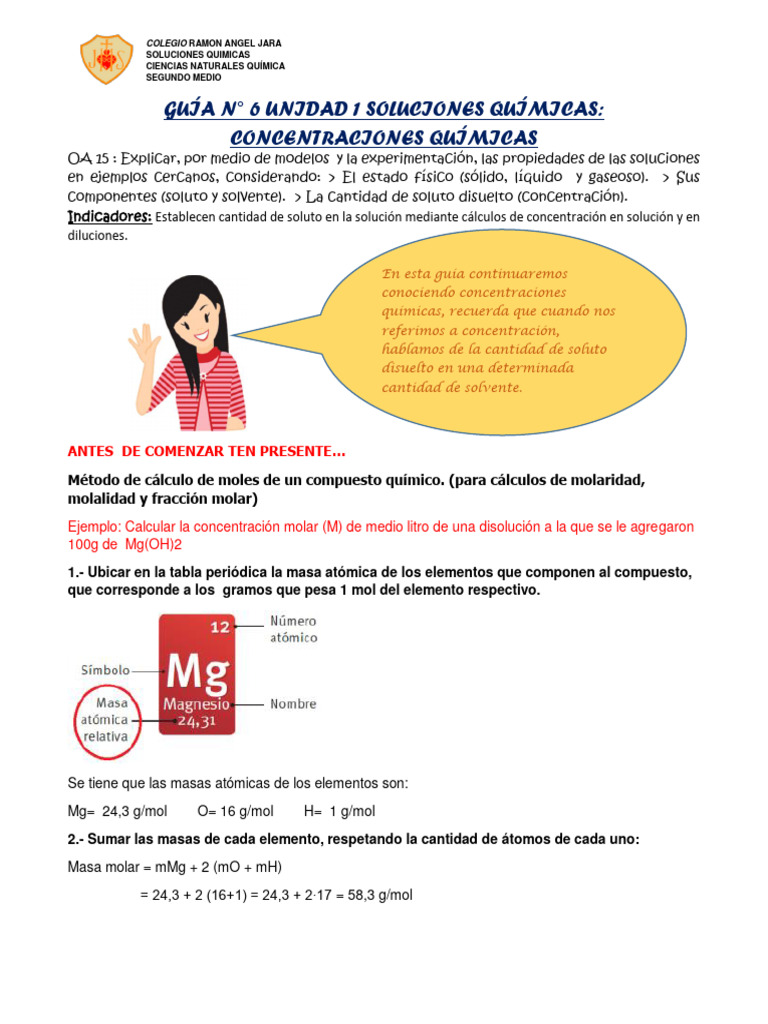 GUÍAS N°6 Molalidad Quimica | PDF | Concentración | Química