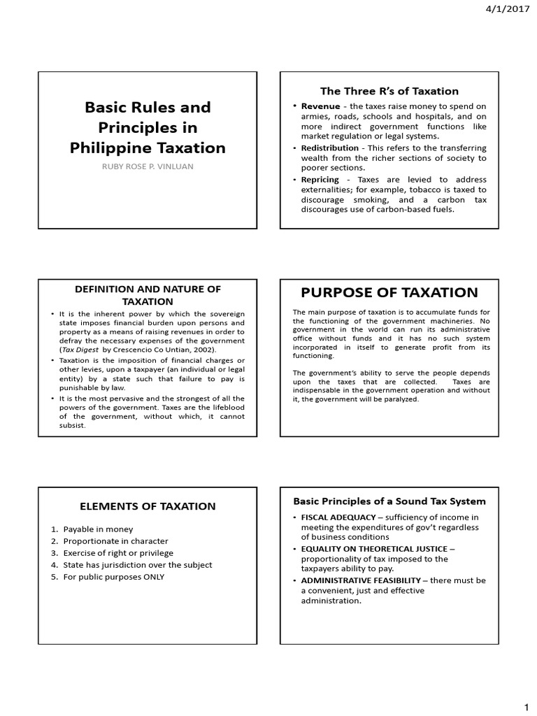 Basic Rules and Principles in Philippine Taxation | PDF | Taxes ...