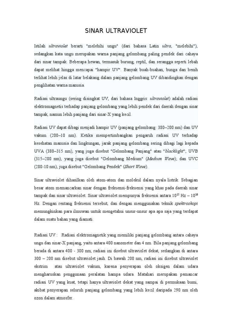 Sinar Ultraviolet | PDF
