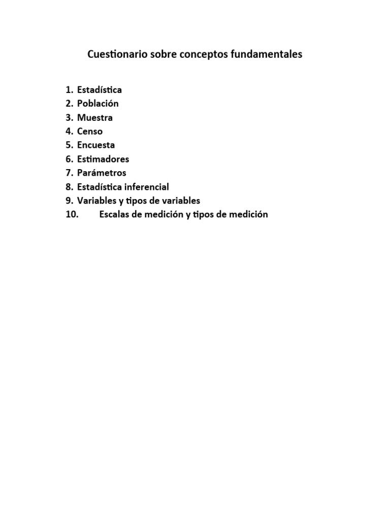 Cuestionario de Conceptos Basicos | PDF