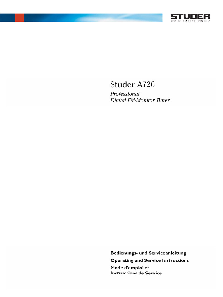 Studer A726 | PDF