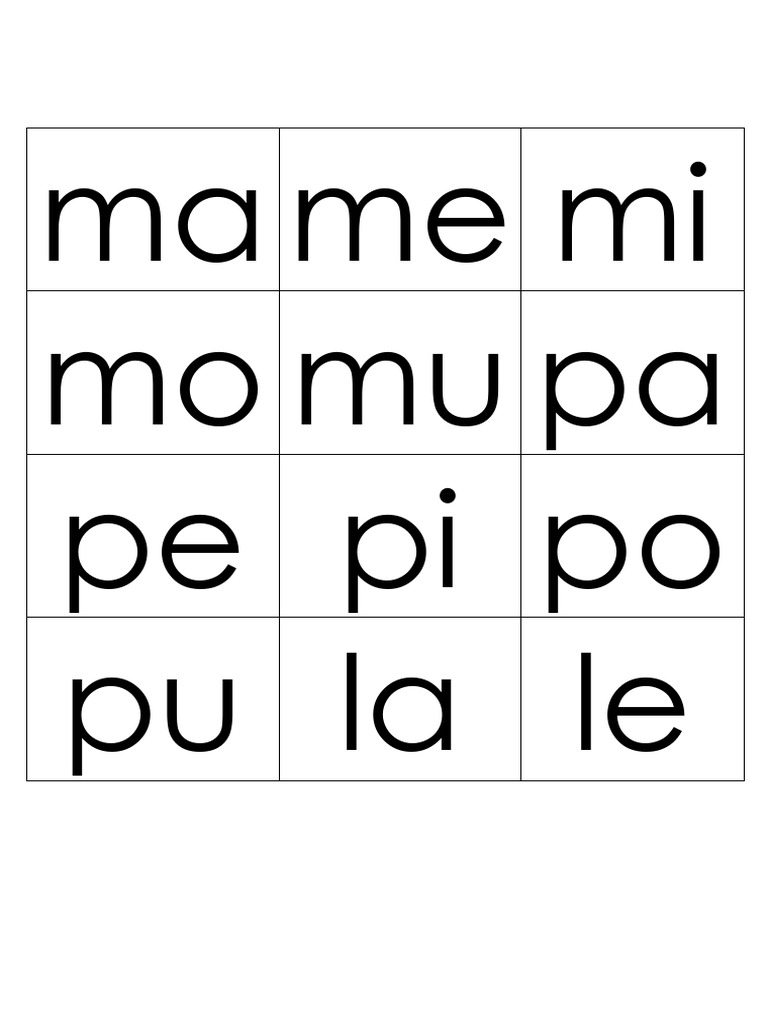 Juego Didactico de Silabas | PDF