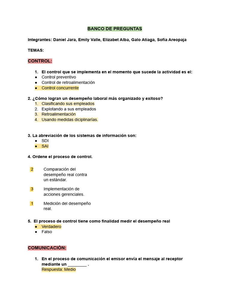 Banco de Preguntas | PDF