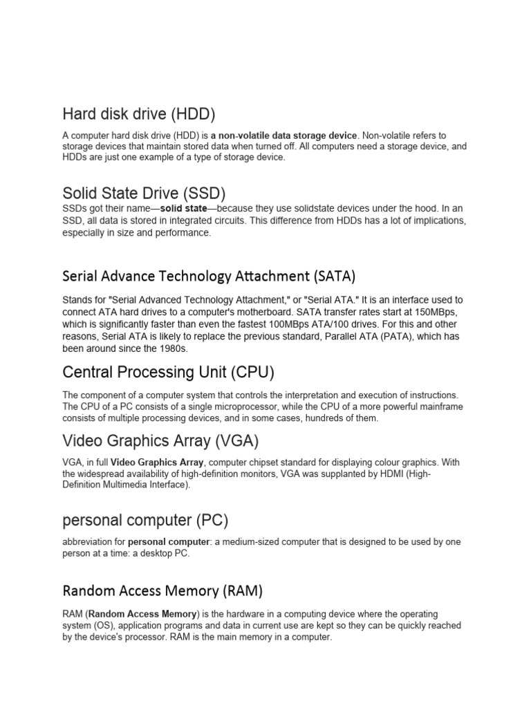 Parts of PC | PDF | Games & Activities | Technology & Engineering